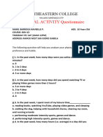 PASE Questionnaire for Elderly | PDF
