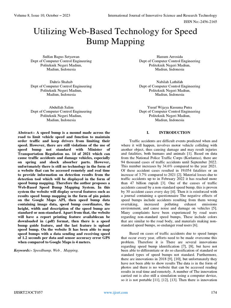 Utilizing Web-Based Technology For Speed Bump Mapping | PDF