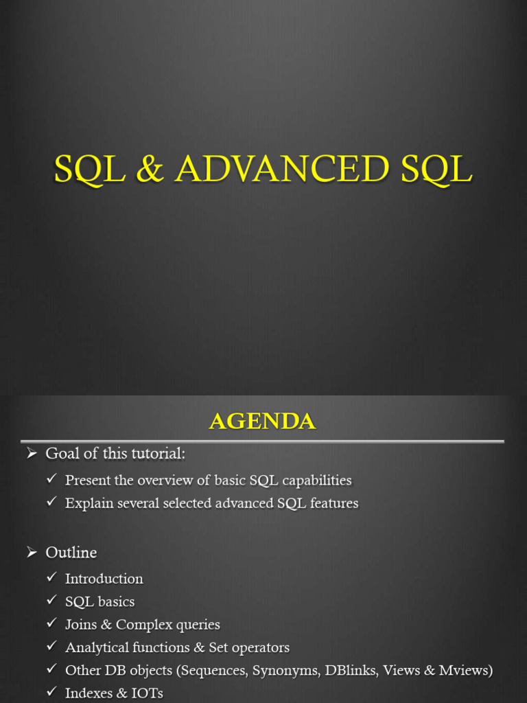 Vdocument - in SQL Advanced SQL | PDF | Relational Database | Sql