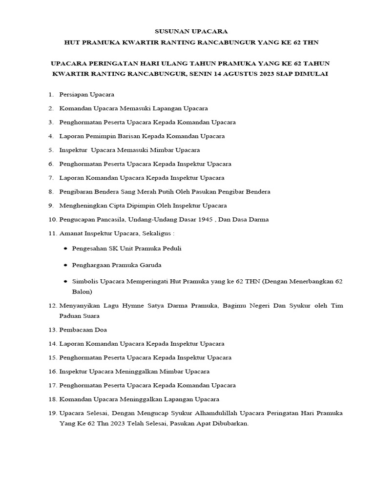 Teks MC Hut Pramuka | PDF