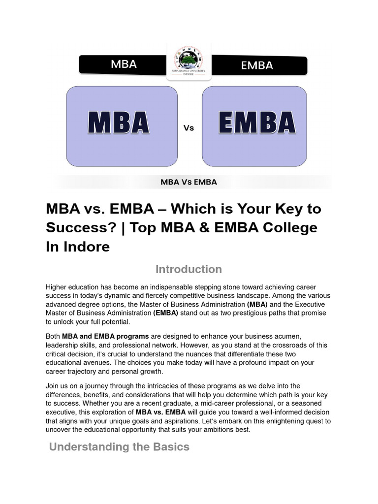MBA Vs EMBA | PDF | Master Of Business Administration | Economies