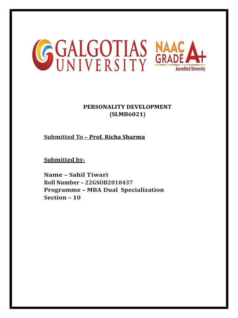 Sahil Tiwari Personality Develpoment Assignment.pdf | PDF | Marketing ... Sahil Tiwari Personality Develpoment Assignment.pdf | PDF | Marketing ...