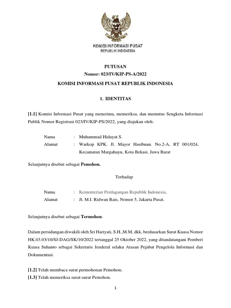 Putusan - 023 - MHS X KEMENDAG | PDF