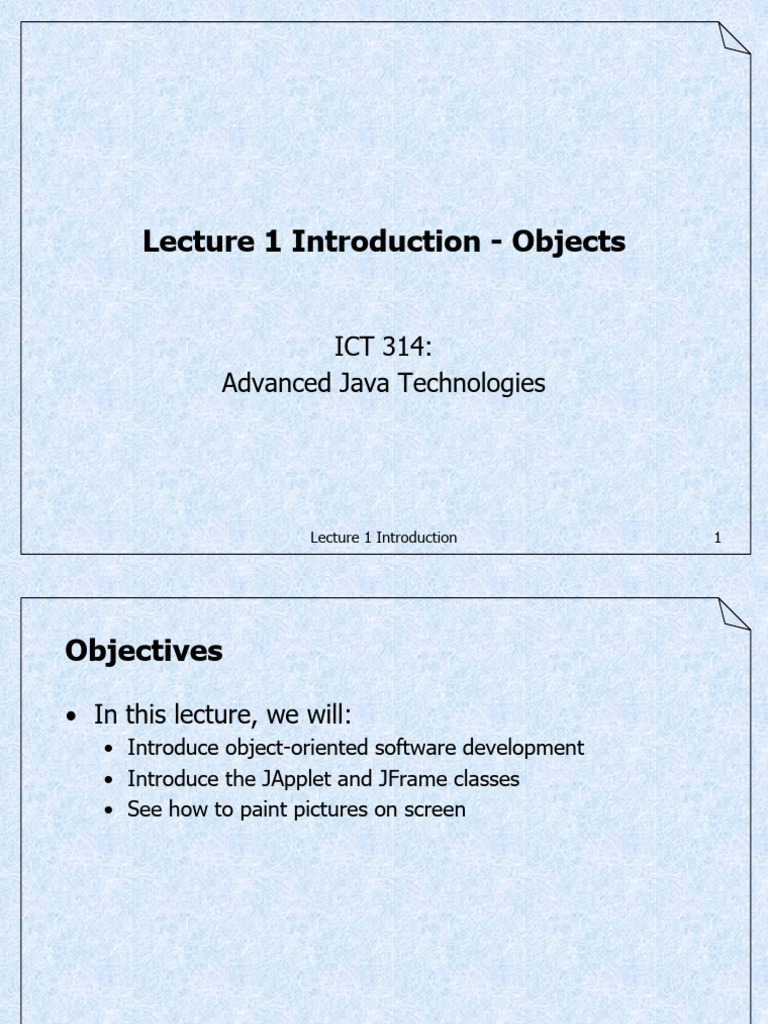 Lecture 1 Introduction Objects Pdf Java Programming Language Class Computer Programming 1891