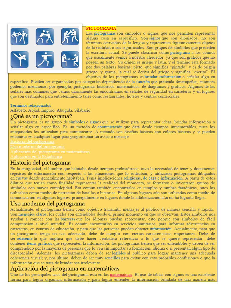 Pictogramas: Uso y Ejemplos en Matemáticas | PDF | Los símbolos ...