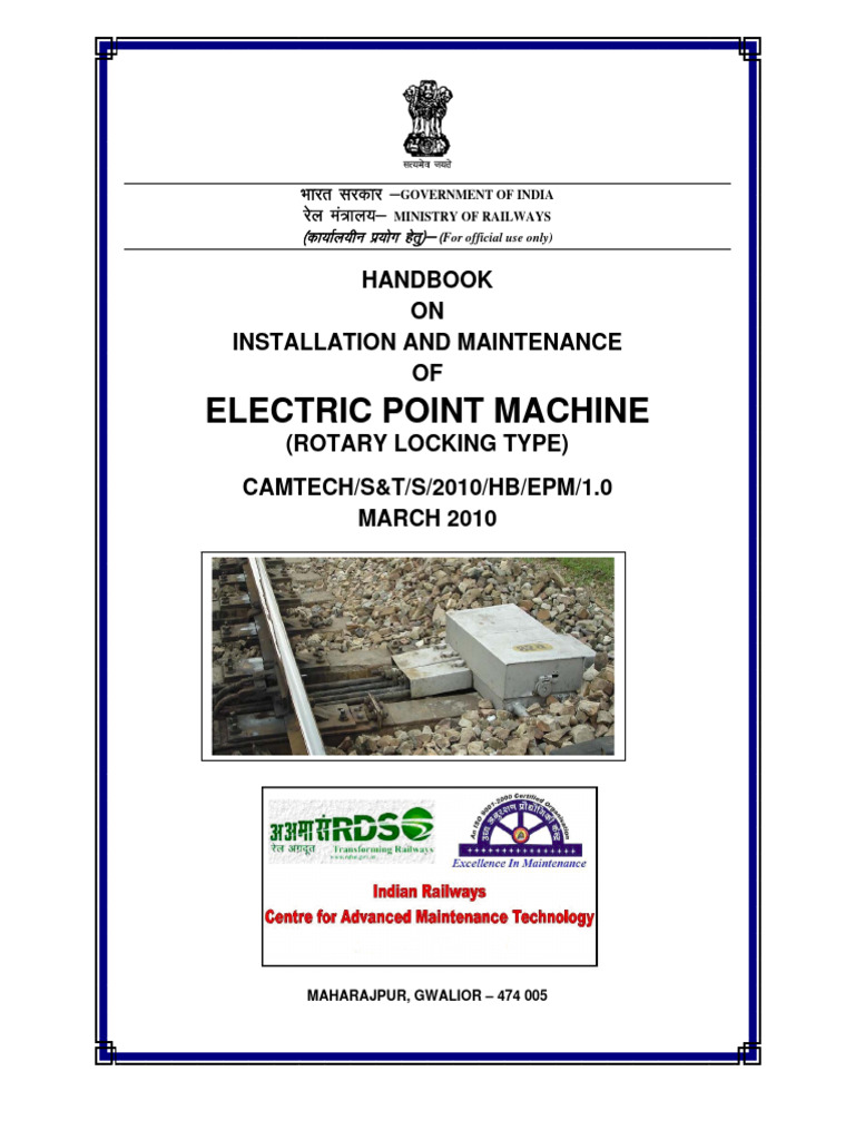 Handbook On Installation & Maintenance of Electric Point Machine ...