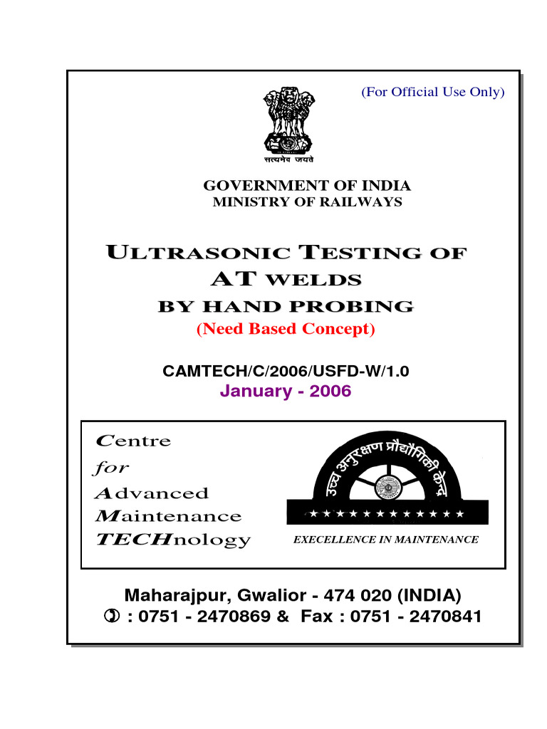 Handbook On Ultrasonic Testing of AT Weld by Hand Probing | PDF ...