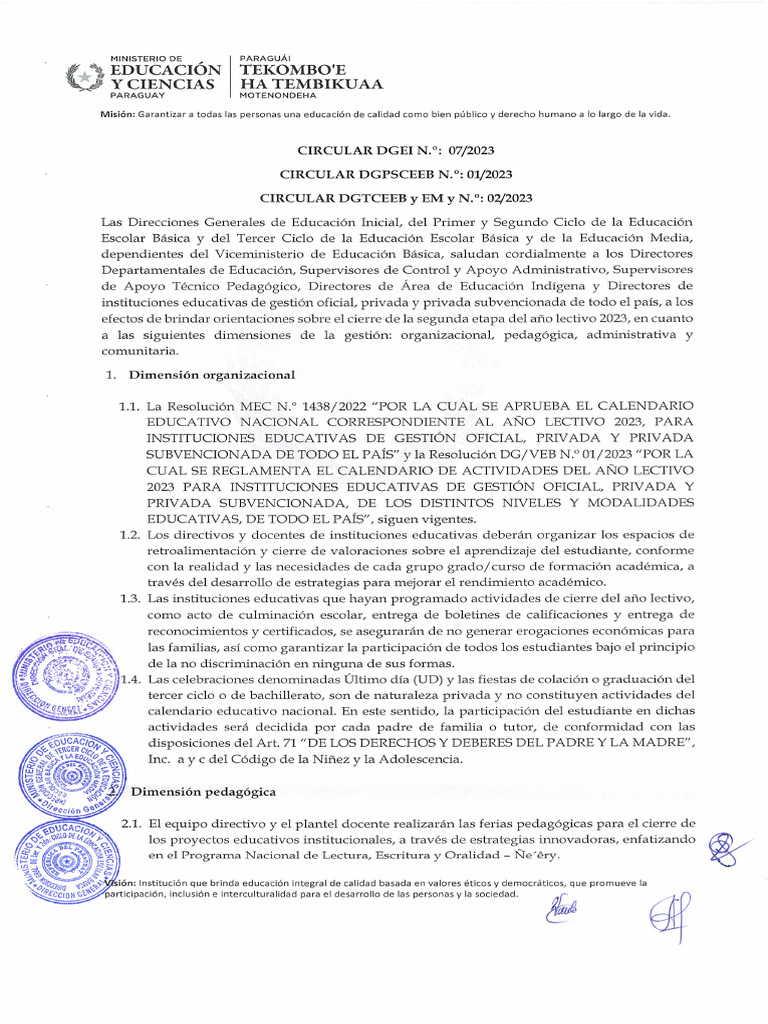Circular - 07!01!02 Orientaciones Segunda Etapa 2023 | PDF