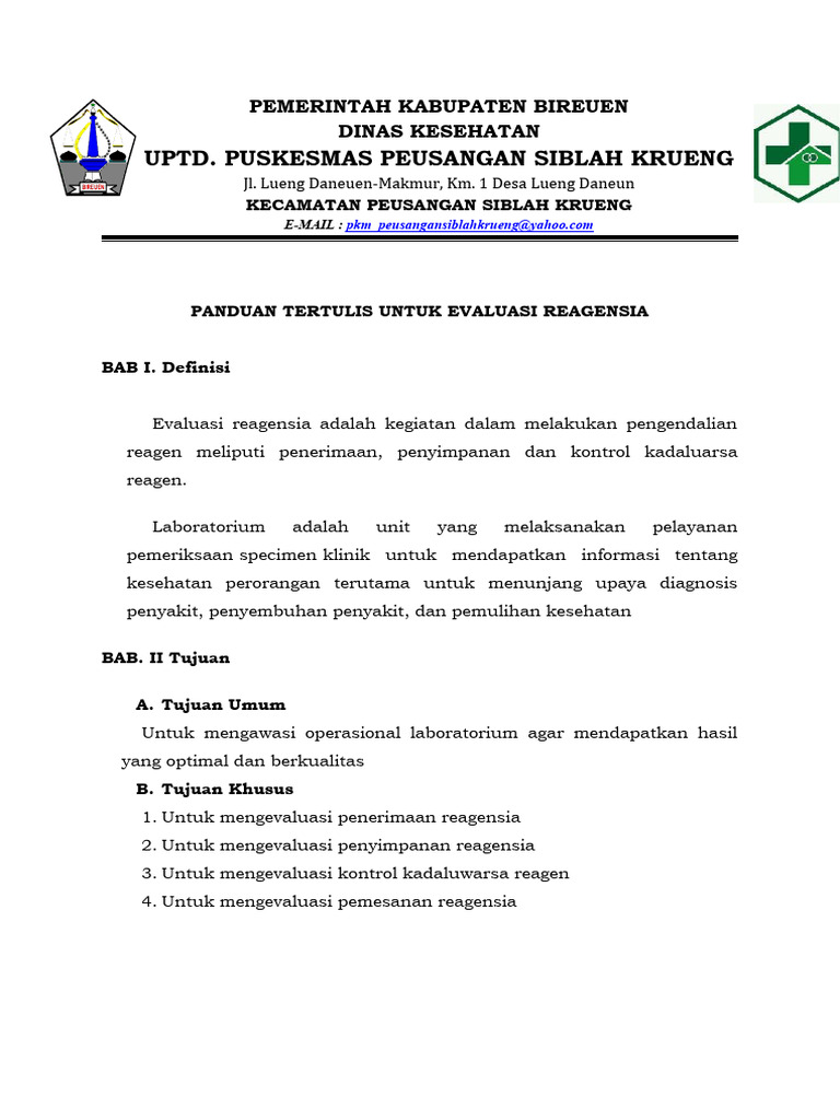EP 8.1.5.4 - Panduan-Tertulis-Untuk-Evaluasi-Reagensia | PDF