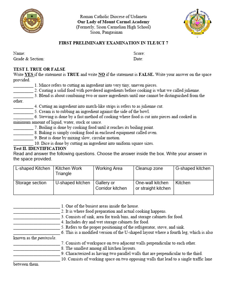 Midterm Exam Tle 7 | PDF | Kitchen | Kitchen Utensil