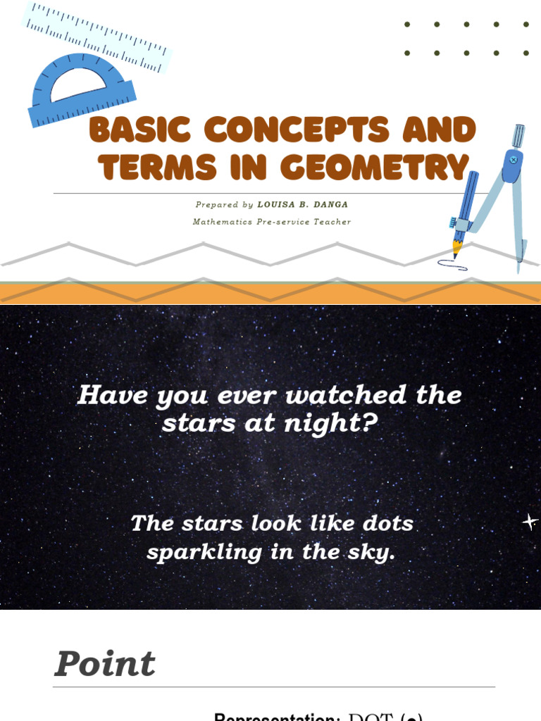 Basic Concepts and Terms in Geometry | PDF | Angle | Line (Geometry)