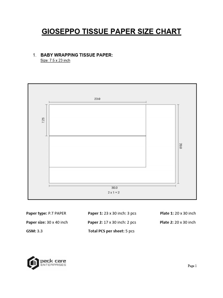 Gioseppo Tissue Paper Size Guide | PDF