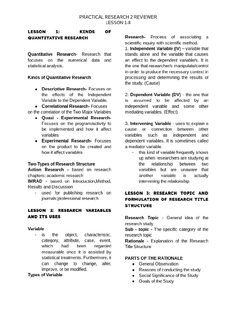 Practical Research 2 Reviewer | PDF
