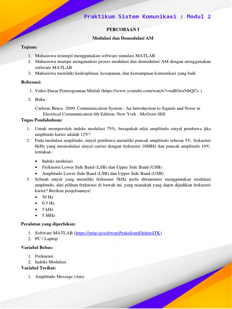 Modul 2 Percobaan 1 (AM) | PDF Modul 2 Percobaan 1 (AM) | PDF
