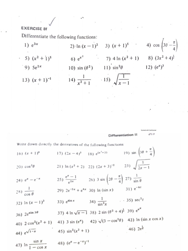 Differentiation (Practice Questions) | PDF