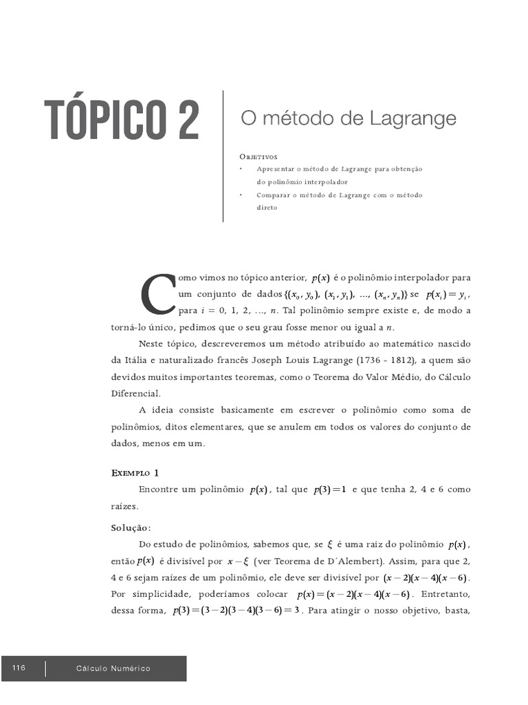 Interpolação polinomial - Método de Lagrange | PDF