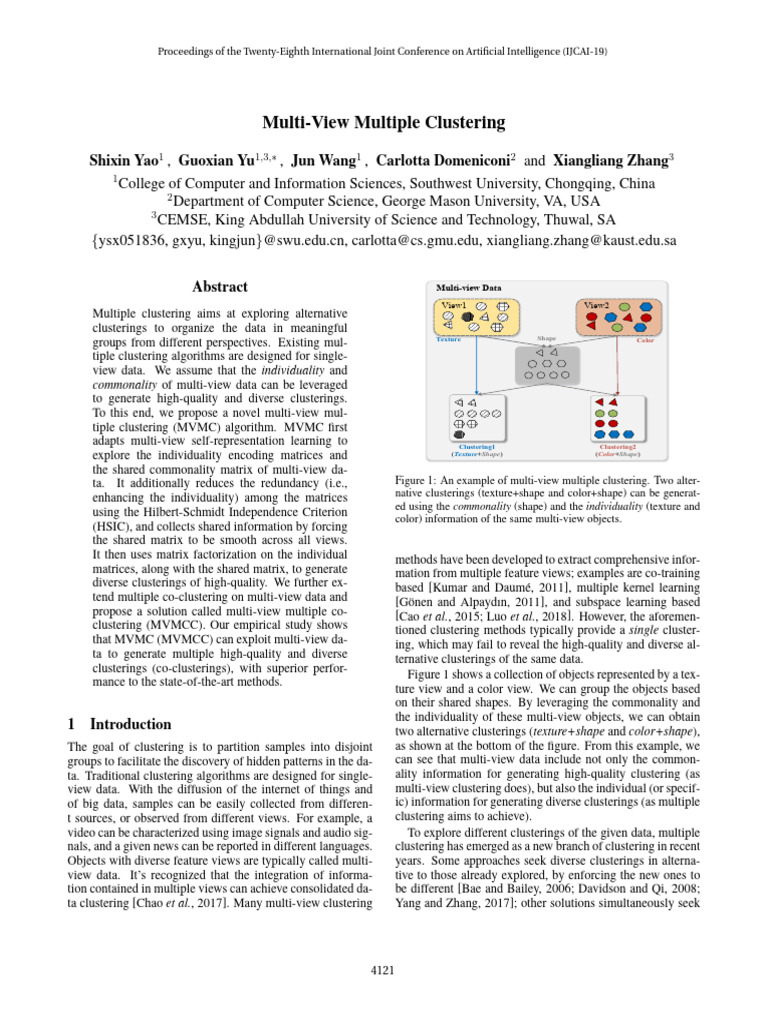 Multiview Multiple Clustering | PDF