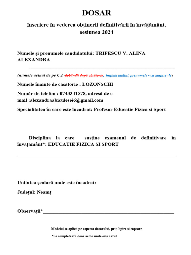 Coperta Dosar Definitivat | PDF