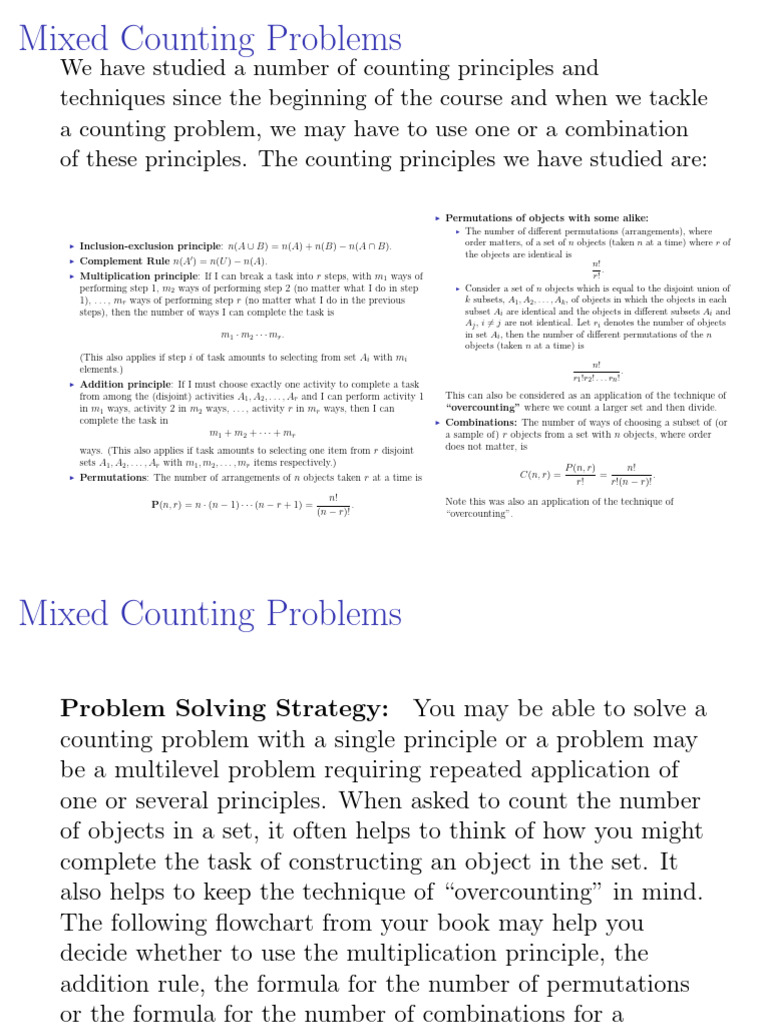 Mixed Counting Problems-Topic06 6p6 Galvin | PDF | Sampling (Statistics) | Permutation