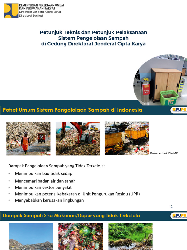 Bahan Tayang Juknis Pengelolaan Sampah Di Gedung DJCK | PDF