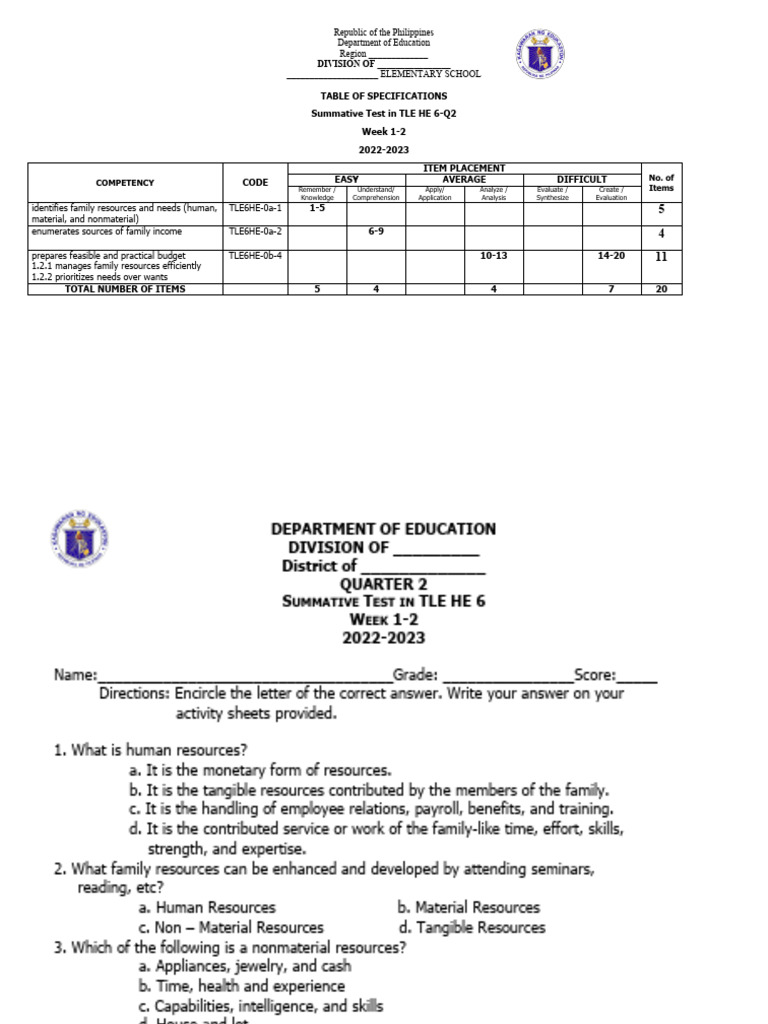 ST1 - Tle He 6 - Q2 | PDF