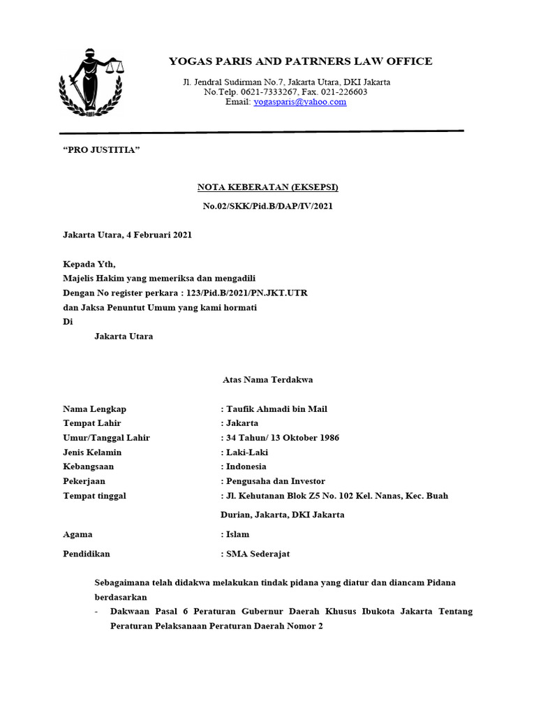 EKSEPSI PH (Nota Keberatan) | PDF