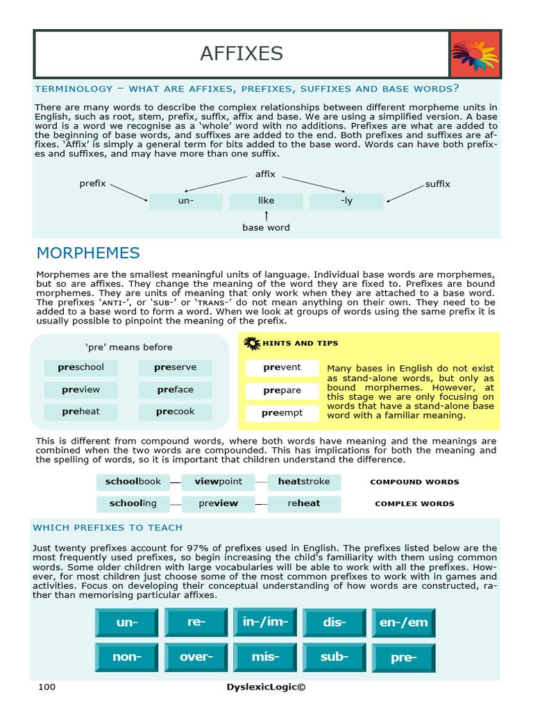 Affixes | PDF | Language Arts & Discipline