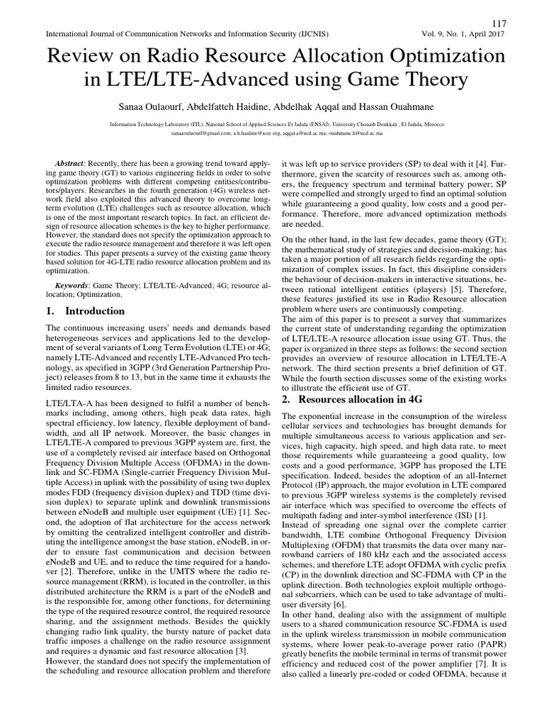 Review On Radio Resource Allocation Opti | PDF | Duplex (Telecommunications) | Lte Advanced