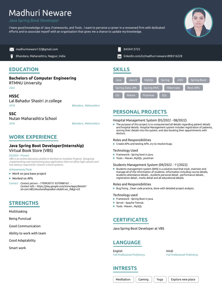 Madhuri Neware | PDF | Spring Framework | Java (Programming Language)
