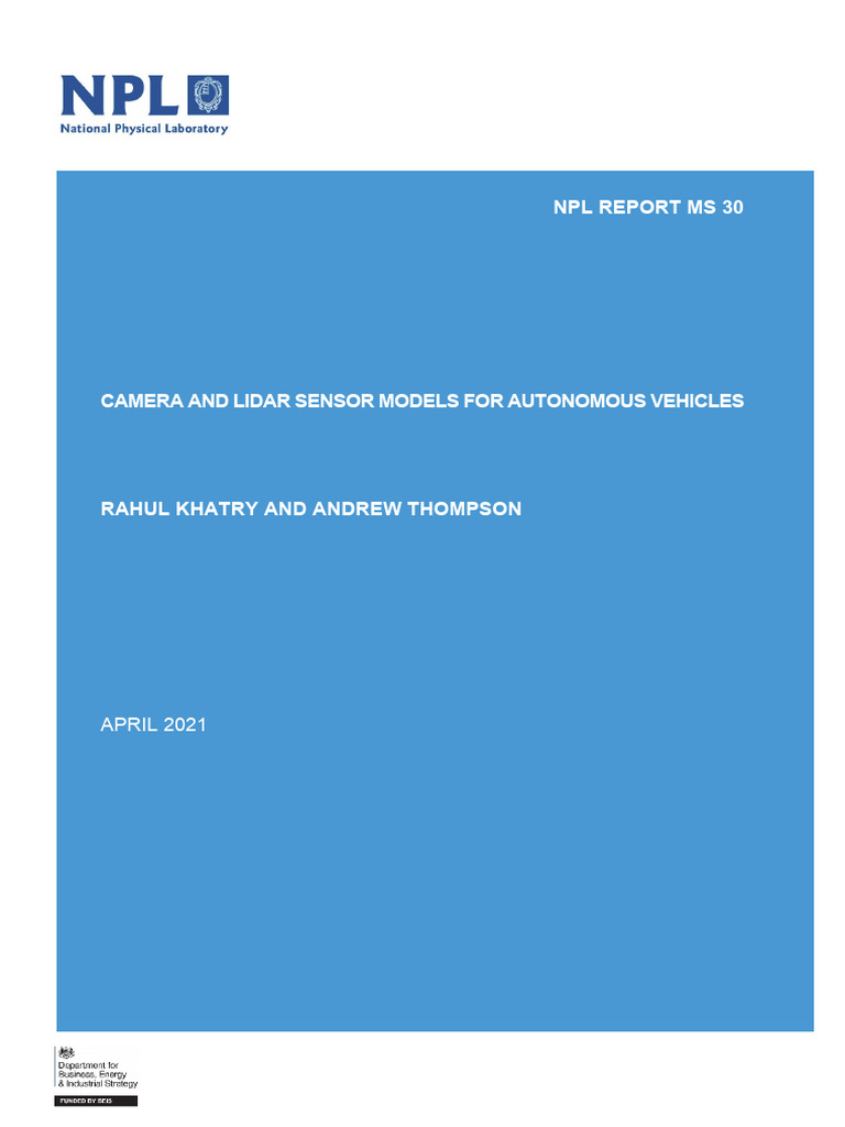 Camera and Lidar Sensor Models For Autonomous Vehicles | PDF