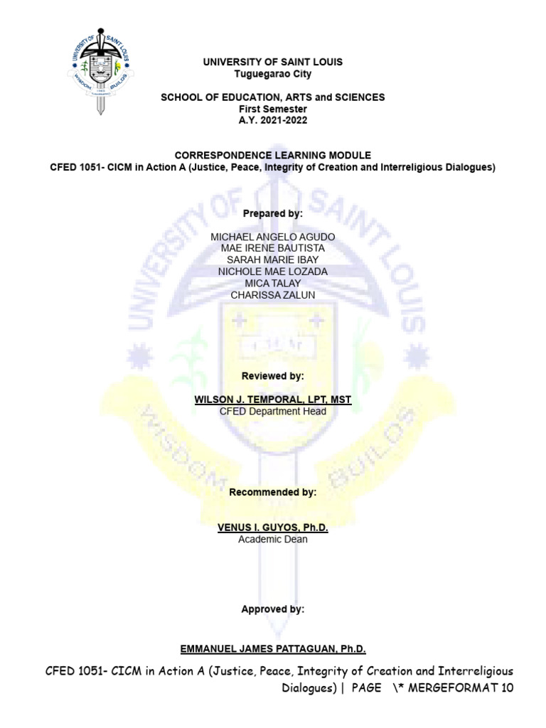 CFED 5 Module Week 1 | Download Free PDF | Christian Church | Interfaith Dialogue