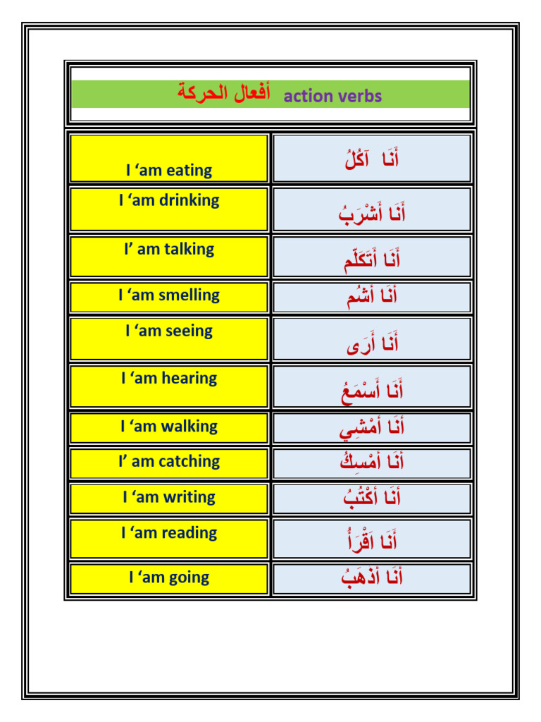 Action Verb PDF in Arabic | PDF
