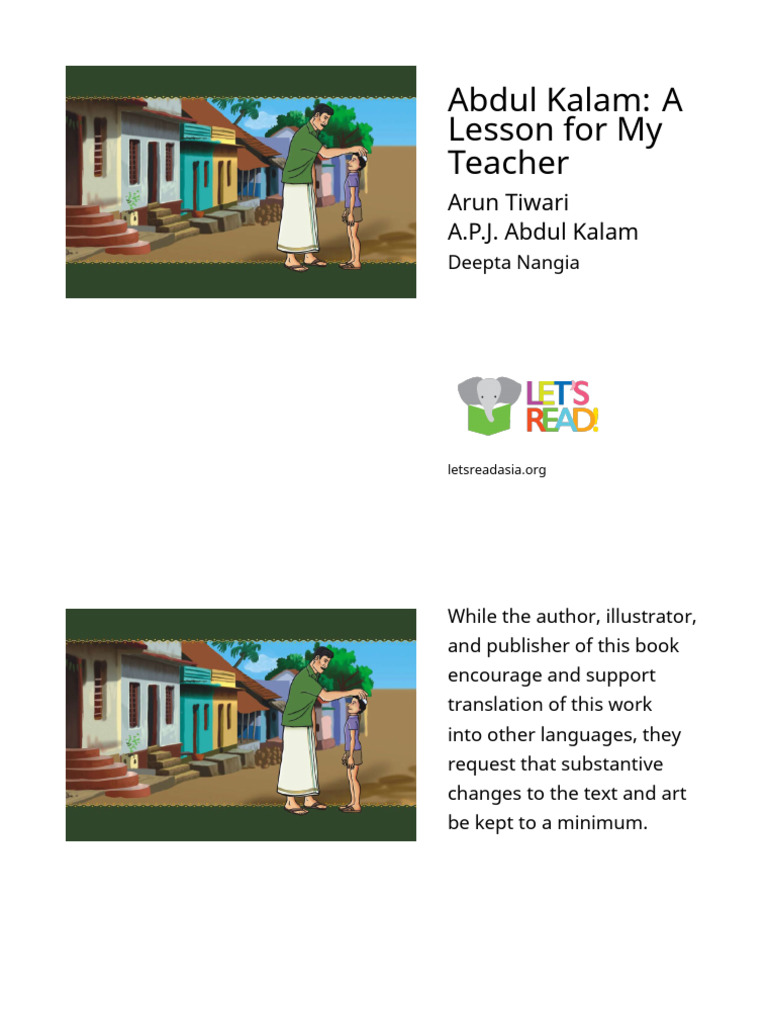 Abdul Kalam - A Lesson For My Teacher - by A.P.J Abdul Kalam | PDF