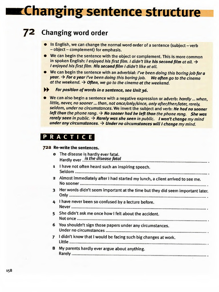 Changing Sentence Structure | PDF