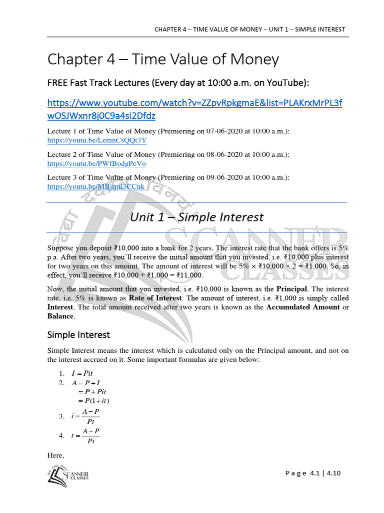 Revision Notes - Time Value of Money | PDF | Present Value | Net ...