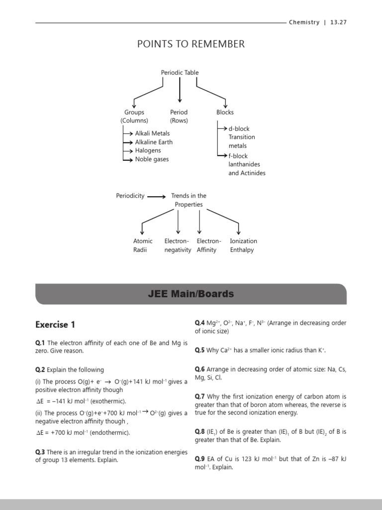 13.periodic Table and Periodicity Exercise | PDF | Periodic Table | Phases Of Matter
