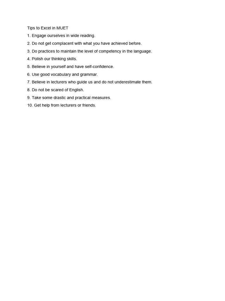 Tips To Excel in MUET | PDF | Career & Growth | Language Arts & Discipline