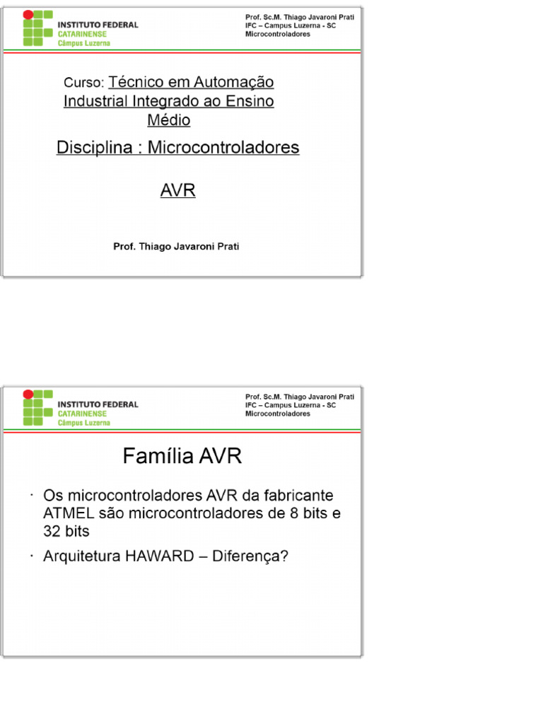 Disciplina - Microcontroladores AVR - PDF | PDF