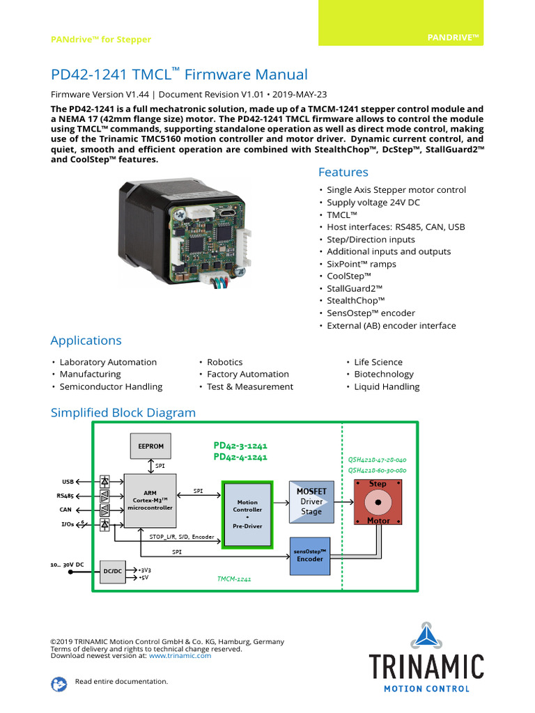 PD42-1241 TMCL Firmware Manual Fw1.44 Rev1.01 | PDF | Electric Motor ...