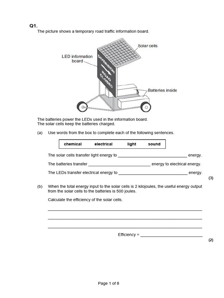 X. Efficiency and Energy Transfer Questions 1 | PDF | Power Station ...