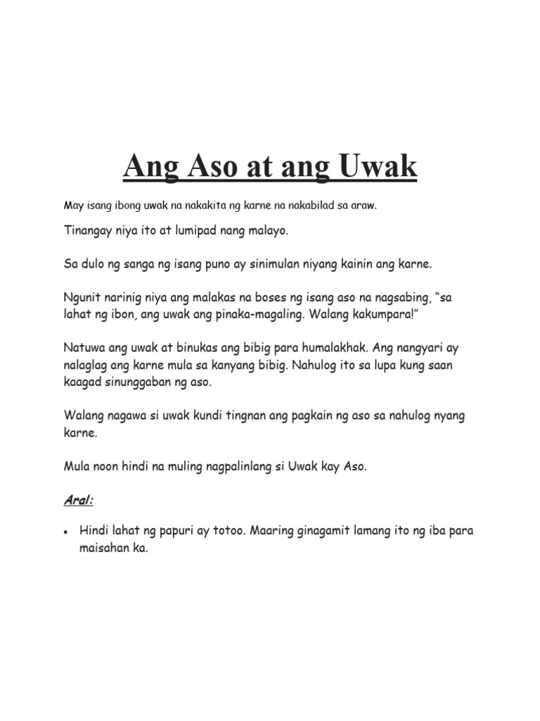 Ang Aso at Ang Uwak | PDF