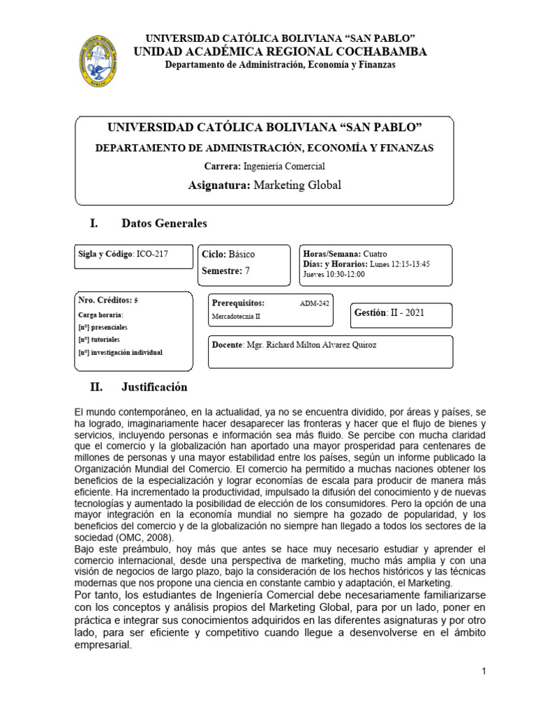 Plan Marketing Global Ucb Alumnos | PDF