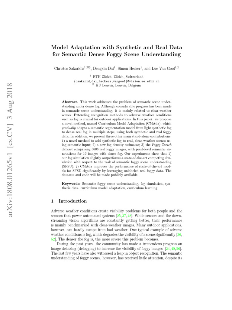 Sakaridis Et Al. - 2018 - Model Adaptation With Synthetic and Real Data ... Sakaridis Et Al. - 2018 - Model Adaptation With Synthetic and Real Data ...