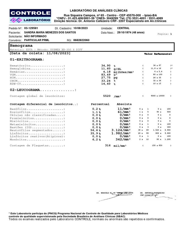 Exame Laboratoriais | Download grátis PDF | Especialidades médicas ...