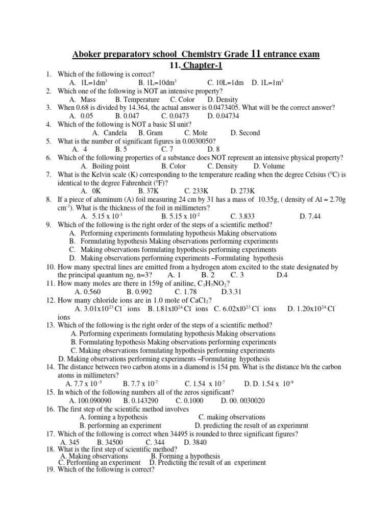 Grade 11 Unit One Quetions Pdf