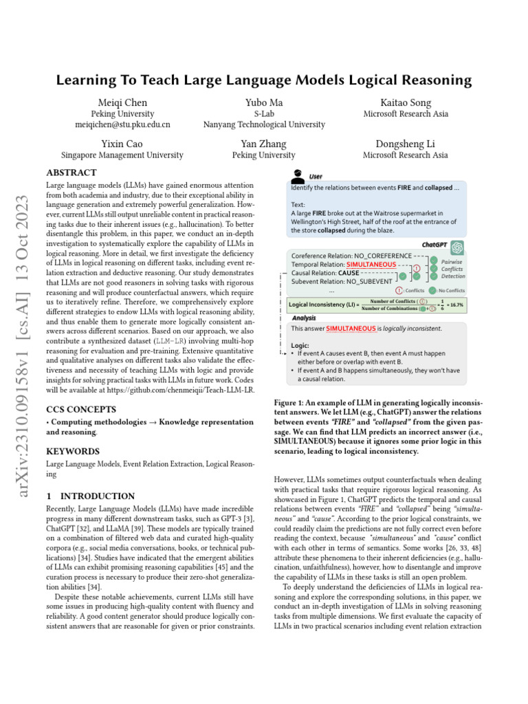 Learning To Teach Large Language Models Logical Reasoning | PDF | Logic | Reason