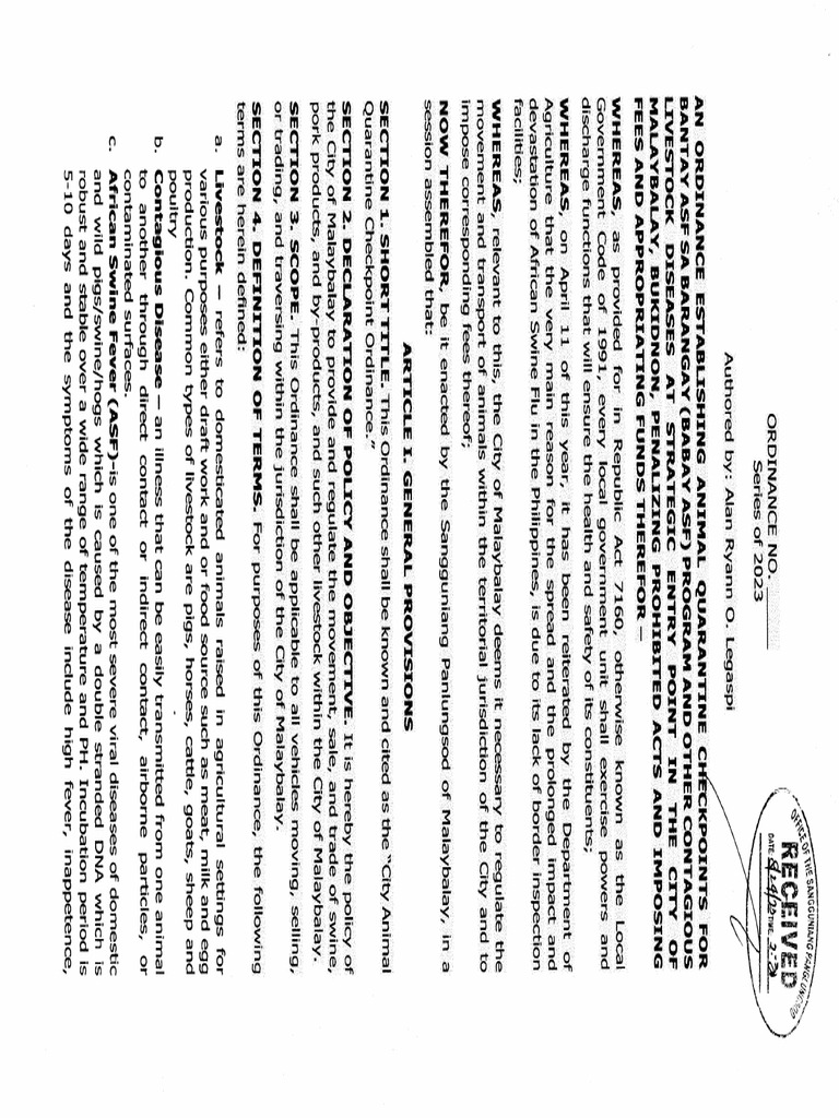 For 2ND Reading-Ordinance Babay Asf | PDF