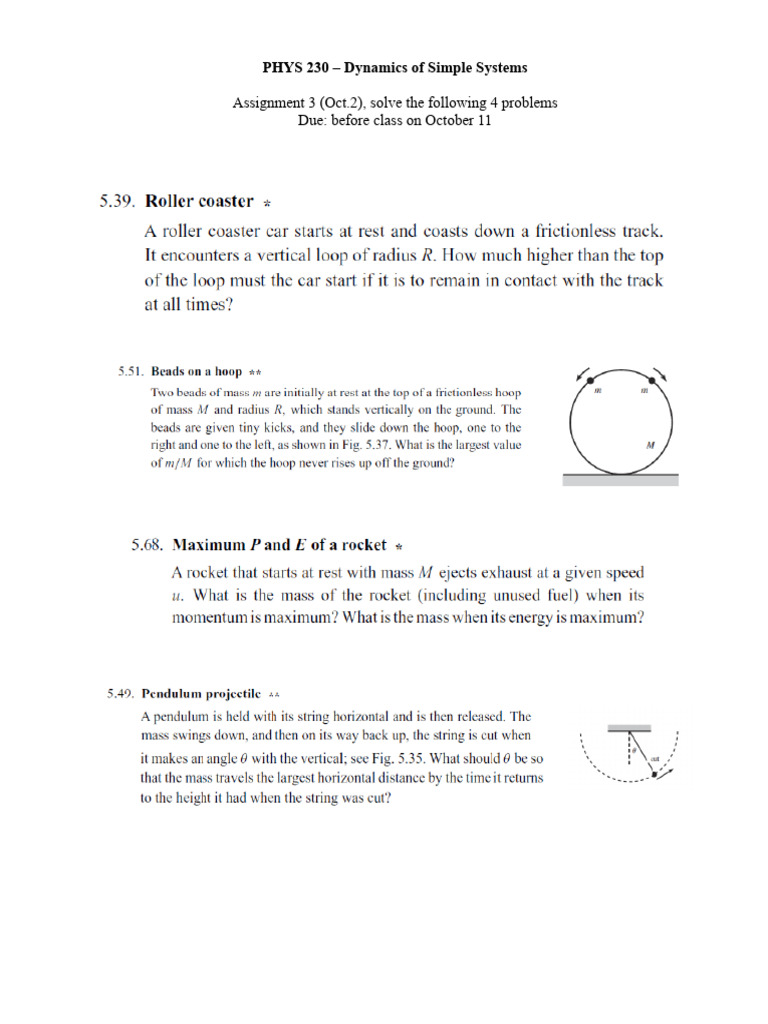 Assignment 3 (Oct.2), Solve The Following 4 Problems Due: Before Class ...
