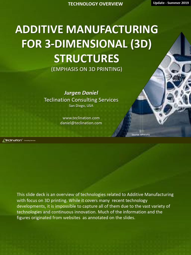 Additive Manufacturing For 3-Dimensional (3D) Structures: (Emphasis On ...