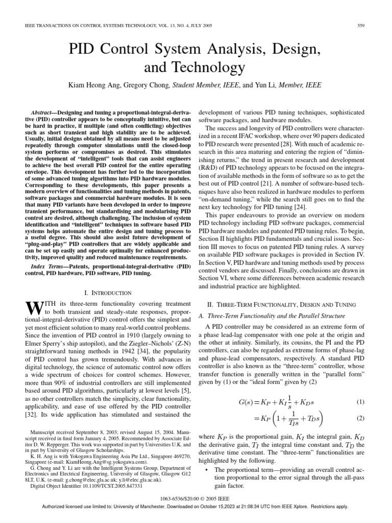 PID Control System Analysis Design and Technology | PDF | Control Theory | Systems Theory